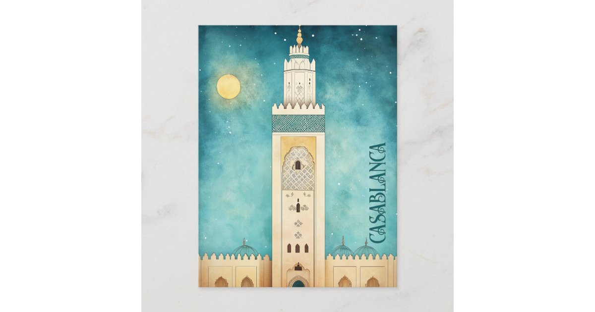 Travel to Casablanca Morocco Postcard | Zazzle