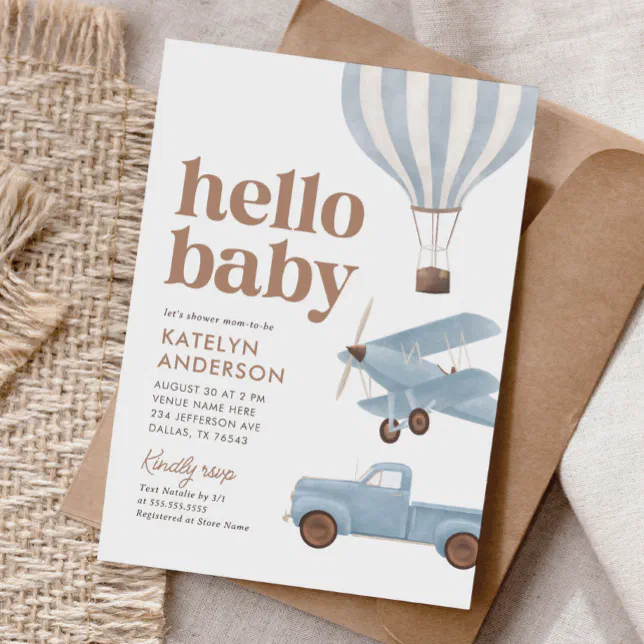 Travel Transportation Baby Shower Invitation | Zazzle