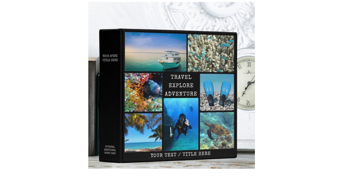 TRAVEL Vacation Photo Collage Album Scrapbook 3 Ring Binder | Zazzle