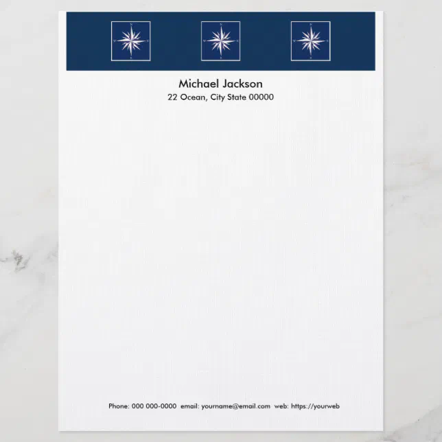 Travel World Map Compass Rose Letterhead | Zazzle