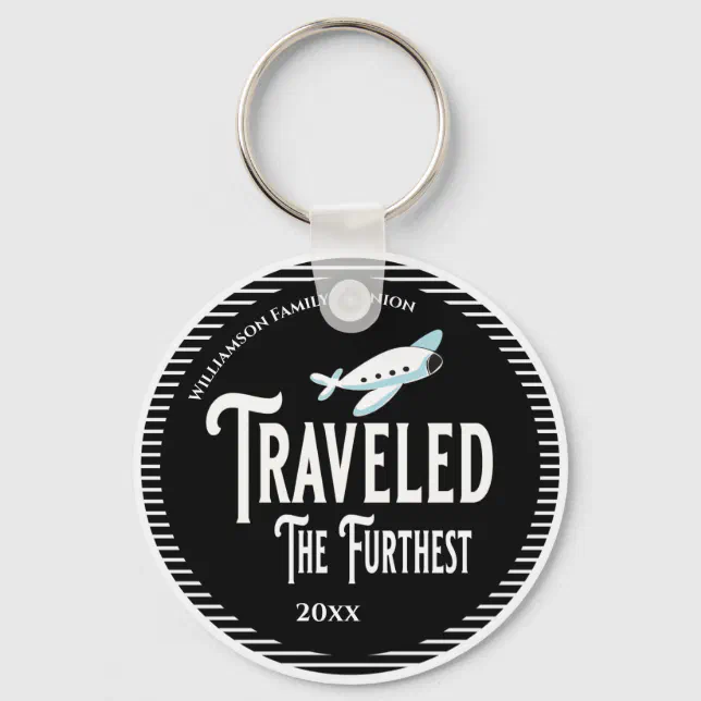 Traveled The Furthest Airplane Prize Award Keychain | Zazzle