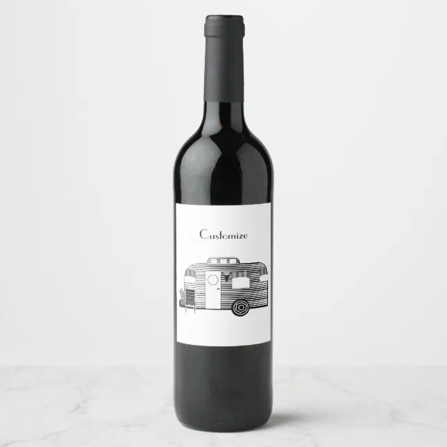 Traveler Camper Caravan Thunder_Cove Wine Label | Zazzle