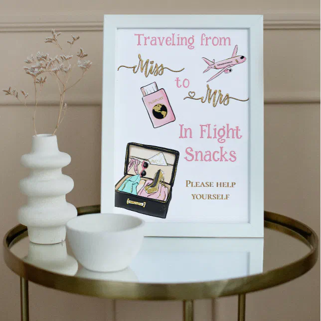 Traveling From Miss to Mrs Bridal Shower Favor Poster | Zazzle