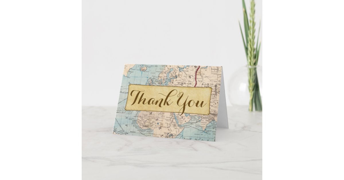 Traveling Map Matching Thank You Card | Zazzle
