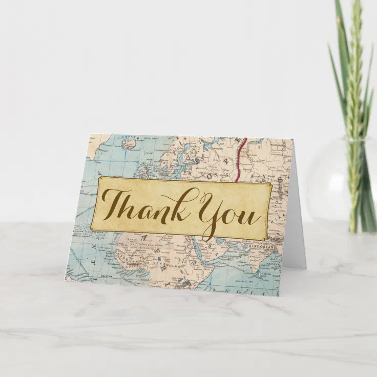 Traveling Map Matching Thank You Card | Zazzle