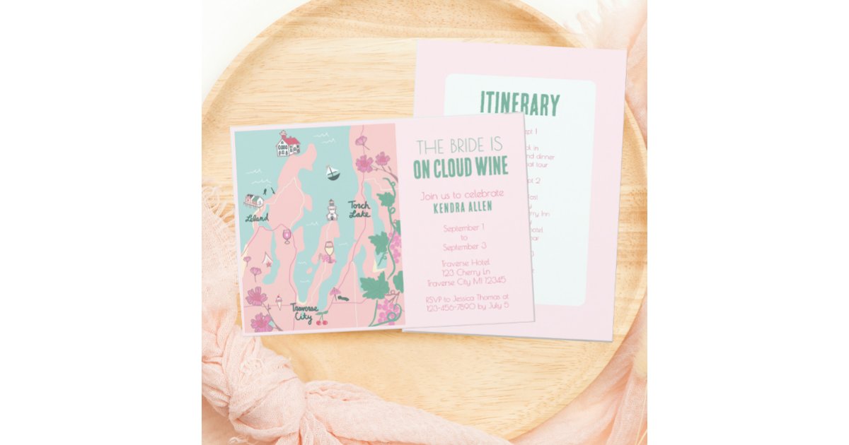 Traverse City Cloud Wine Bachelorette Party Invitation | Zazzle