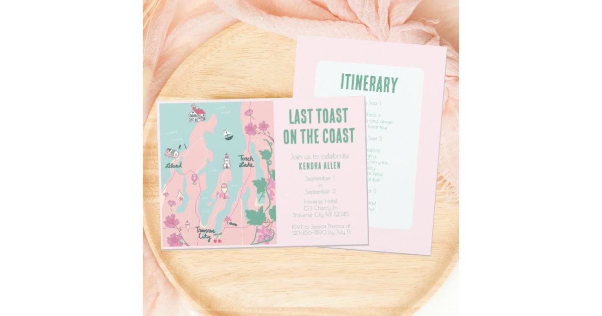Traverse City Wine Theme Bachelorette Party Invitation | Zazzle