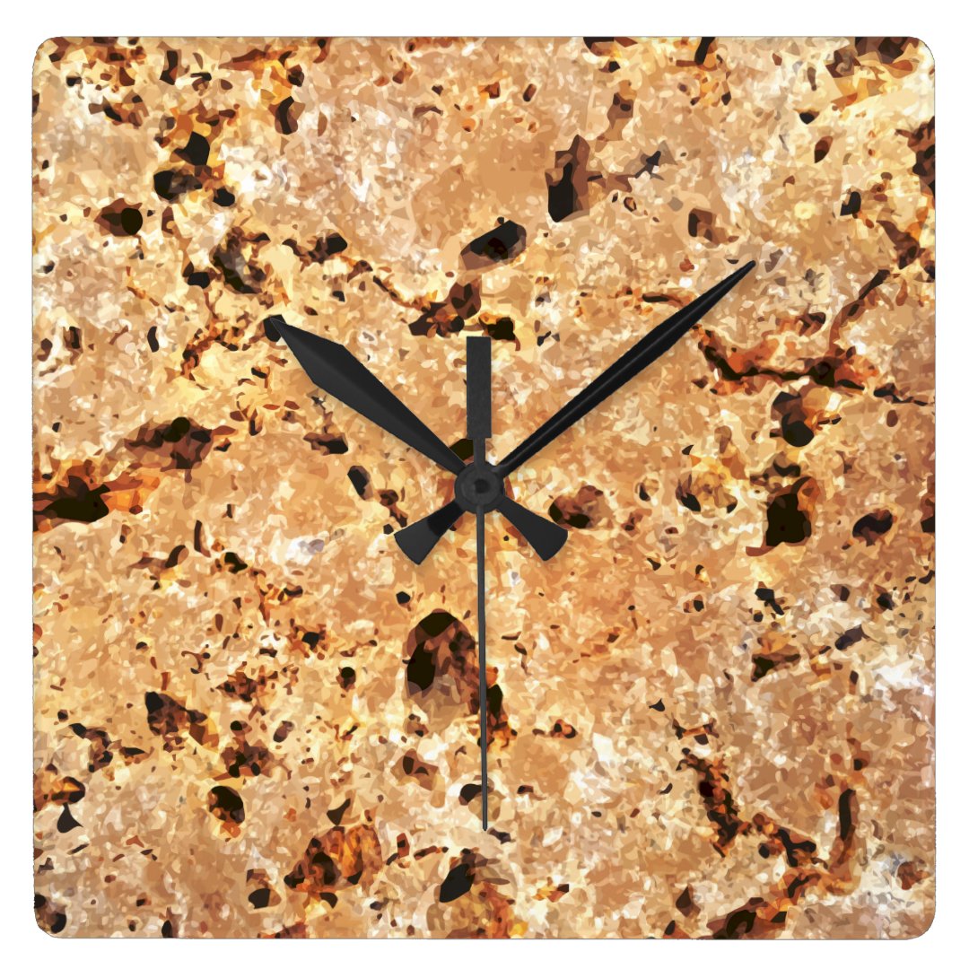 Travertine Stone Look Square Wall Clock | Zazzle