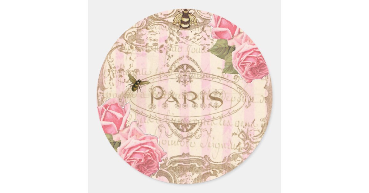 Tre Chic Paris Rose Stickers or Envelope Seals | Zazzle