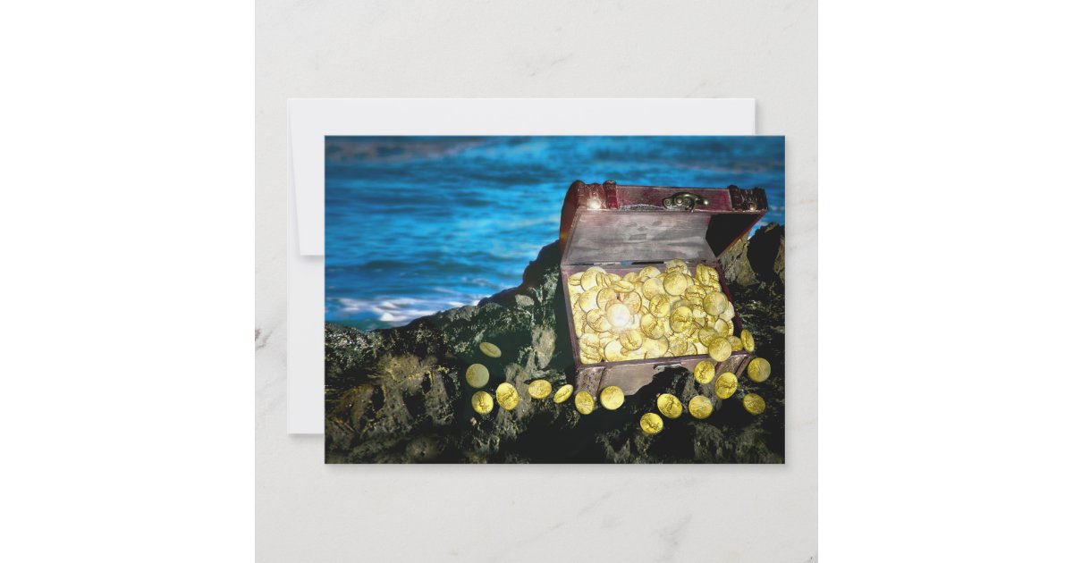 Treasure Chest of Gold on the Rocks Invitation | Zazzle