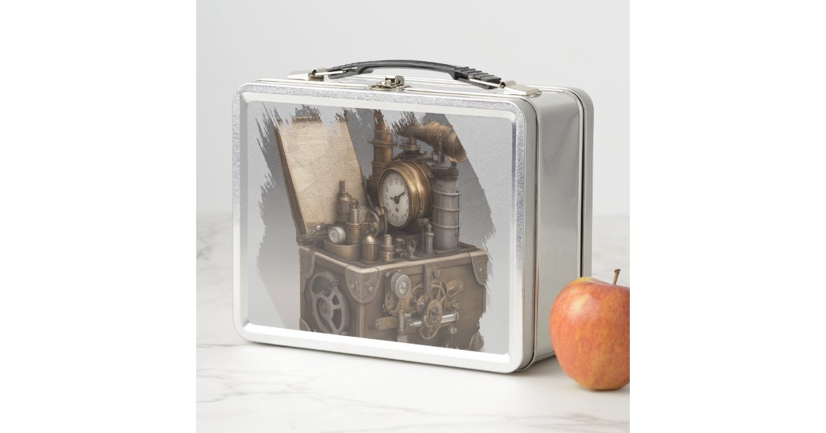 Treasure chest with gears metal lunch box | Zazzle