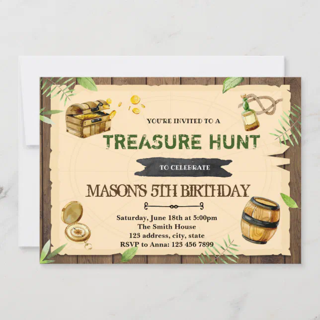 Treasure hunt party birthday invitation | Zazzle