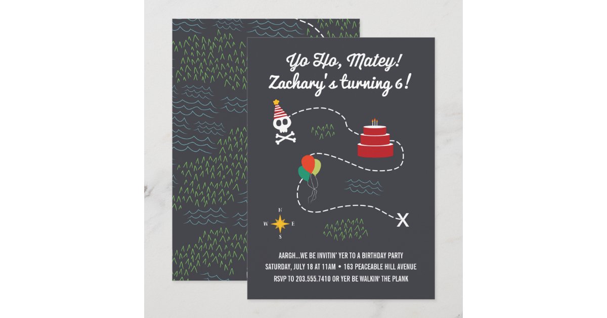 Treasure Map Birthday Invitation, Pirate Card | Zazzle