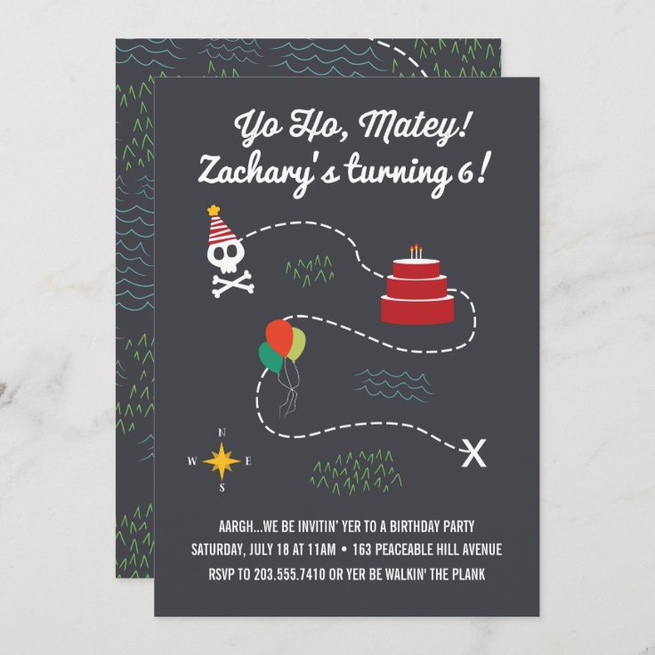 Treasure Map Birthday Invitation, Pirate Card | Zazzle