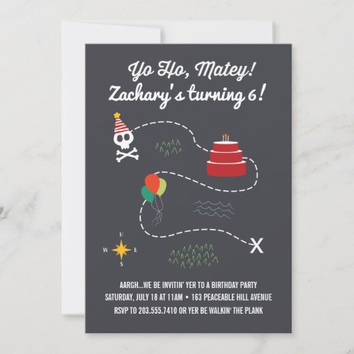Treasure Map Birthday Invitation, Pirate Card | Zazzle
