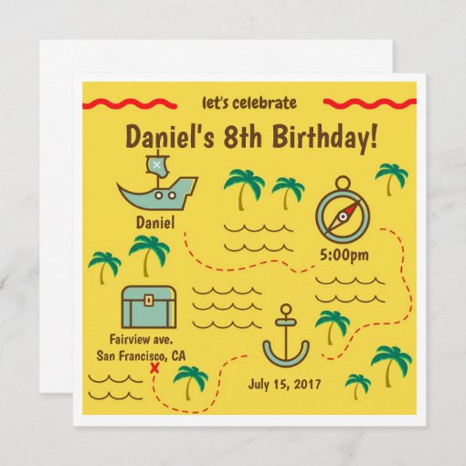 Treasure Map Birthday Invitations | Zazzle