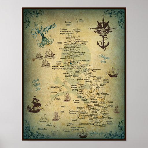 Treasure Map of The Philippines Poster | Zazzle