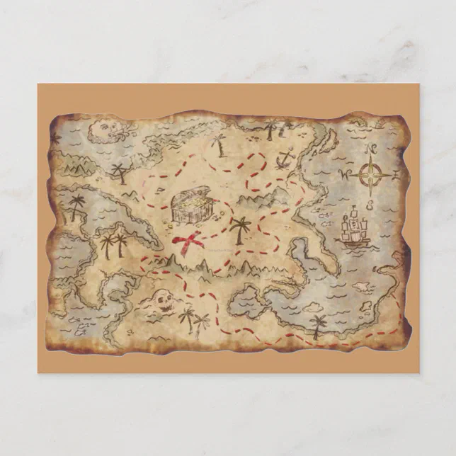Treasure Map Postcard | Zazzle