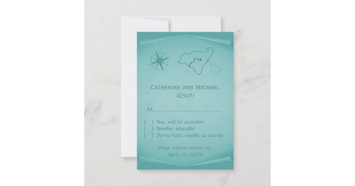 Treasure Map Response Card, Teal | Zazzle