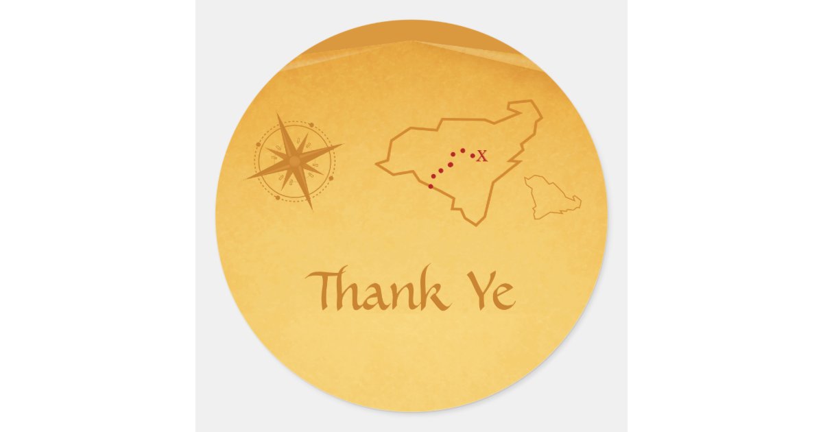 Treasure Map Thank You Stickers | Zazzle