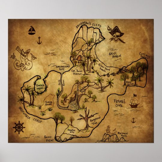Treasure Map- The Isle of Lost Treasure Poster | Zazzle.com
