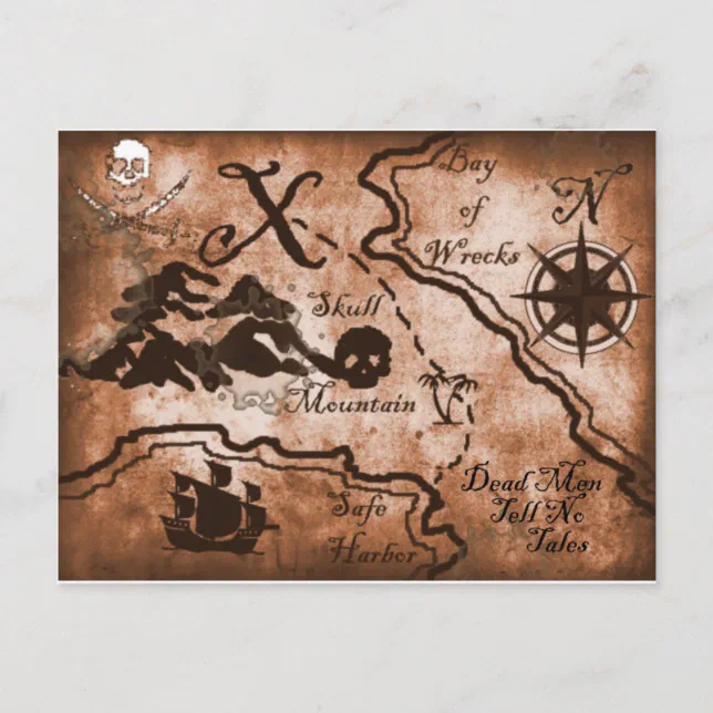 treasuremapfull.jpg postcard | Zazzle
