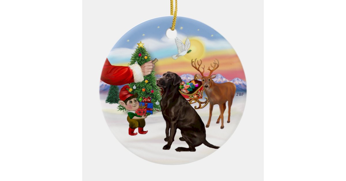 Treat for a Chocolate Labrador Ceramic Ornament | Zazzle