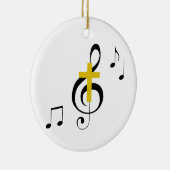 Treble Clef and Cross Ceramic Ornament | Zazzle