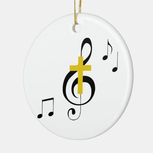 Treble Clef and Cross Ceramic Ornament | Zazzle