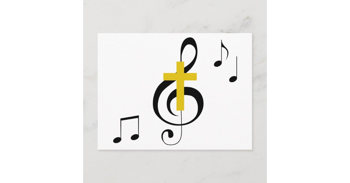 Treble Clef and Cross Postcard | Zazzle