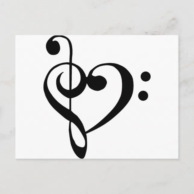 Treble Clef Base Clef Heart Postcard | Zazzle