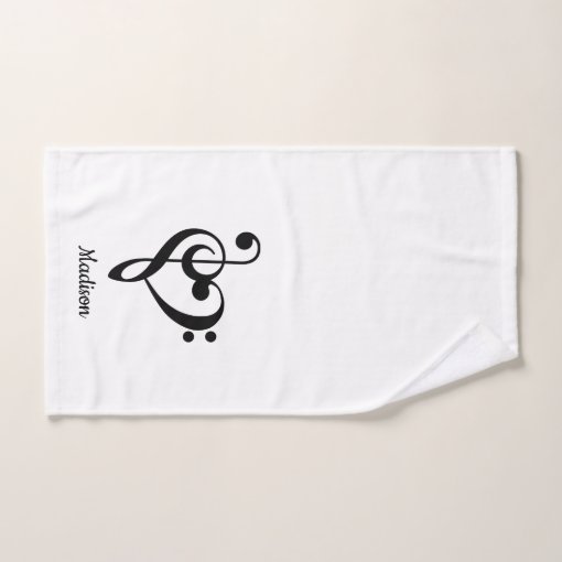 Treble Clef & Bass Clef Heart Bath Towel Set | Zazzle