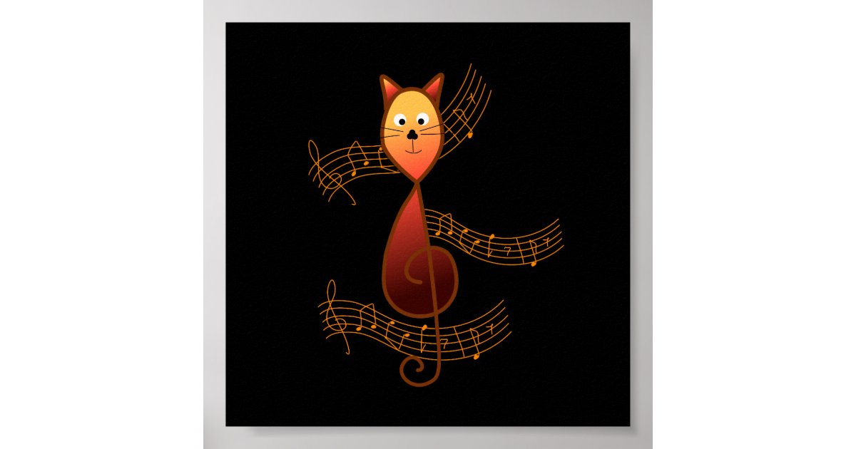 Treble Clef Cat Poster | Zazzle