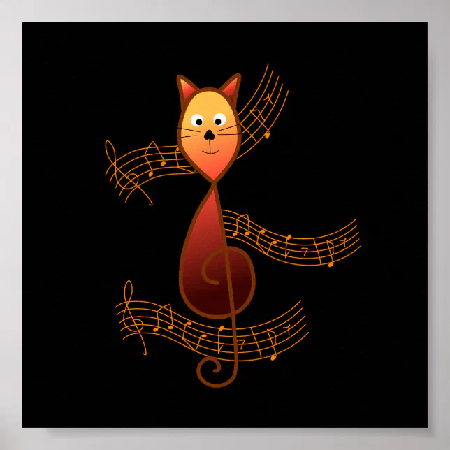 Treble Clef Cat Poster | Zazzle