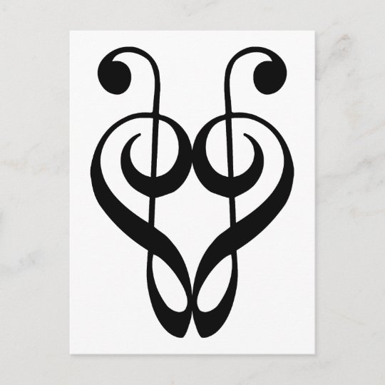 Treble clef heart (black) postcard | Zazzle.com