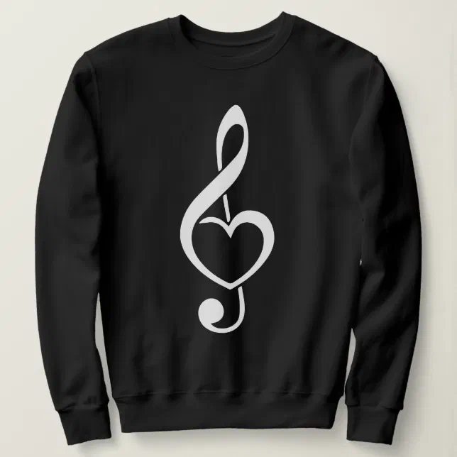 Treble Clef Heart Music Note Sweatshirt | Zazzle