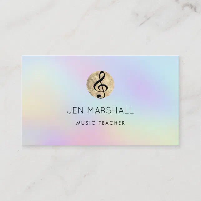 treble clef logo pastel colors background business card | Zazzle