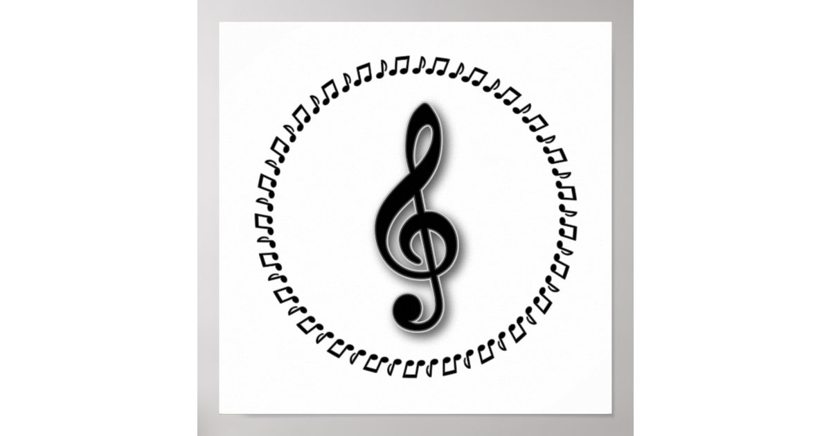 Treble Clef Music Note Design Poster | Zazzle