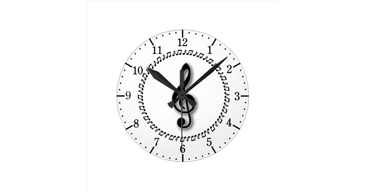 Treble Clef Music Note Design Round Clock | Zazzle.com