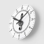 Treble Clef Music Note Design Round Clock | Zazzle