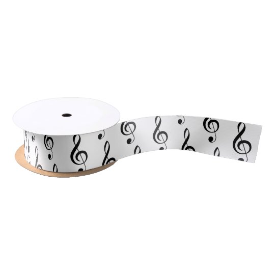 Treble Clef Musical 1.5" Satin Ribbon | Zazzle.com