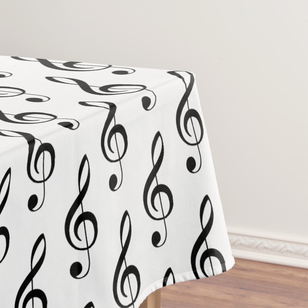 Treble Clef Musical Tablecloth | Zazzle