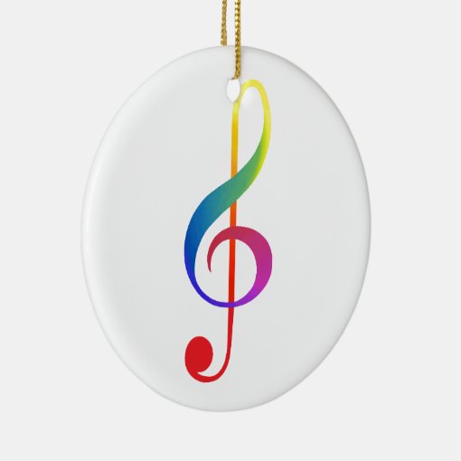 treble clef rainbow colors ceramic ornament | Zazzle