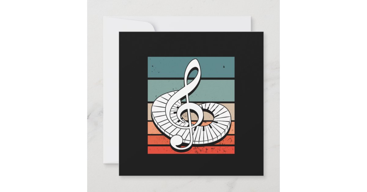 Treble Clef Retro Vintage Musician Music Notes Gif Invitation | Zazzle