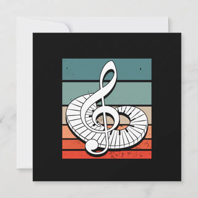 Treble Clef Retro Vintage Musician Music Notes Gif Invitation | Zazzle
