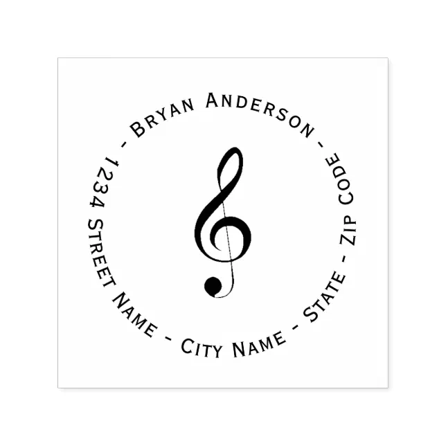 Treble Clef Return Address Self-inking Stamp | Zazzle