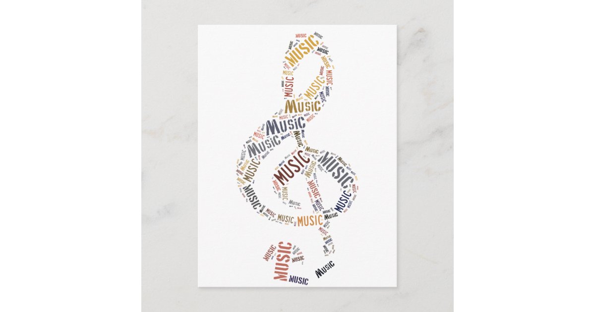 Treble Clef Word Art Postcard | Zazzle