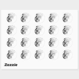 Treble Cleff Classic Round Sticker | Zazzle