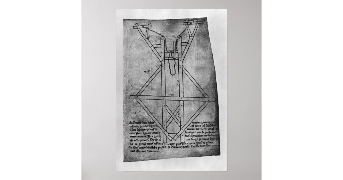 Trebuchet, machine to throw arrows poster | Zazzle