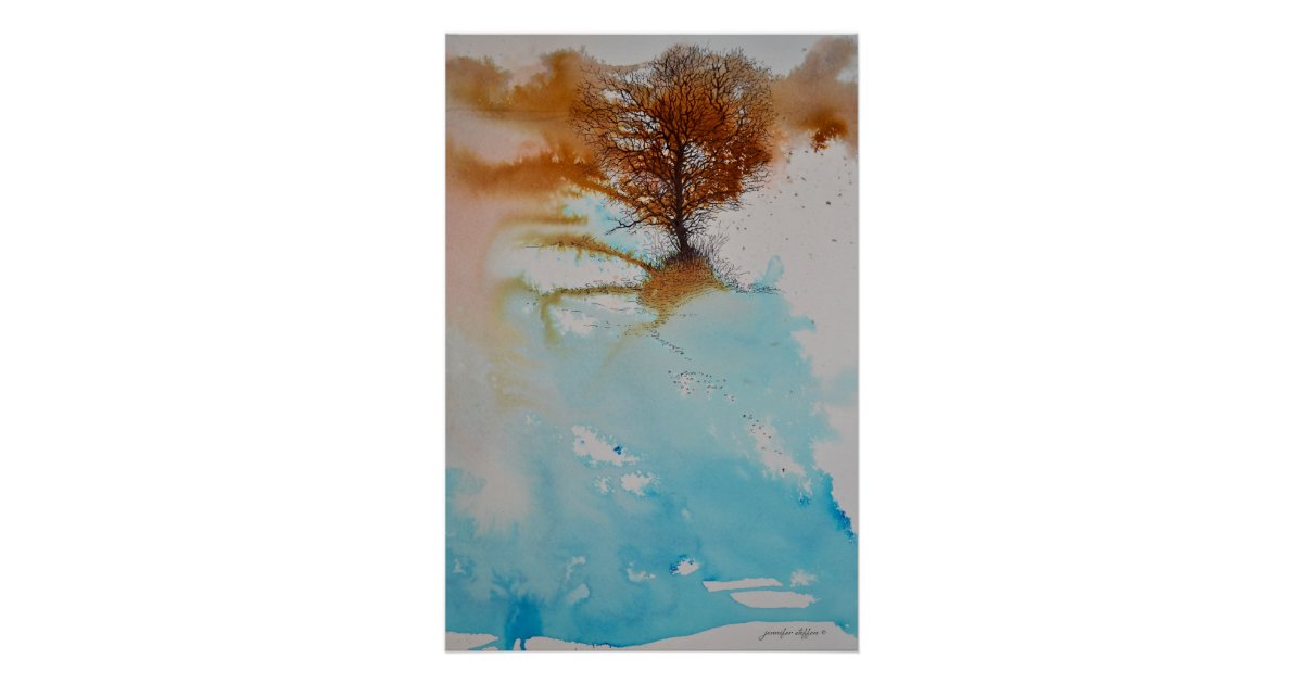 Tree Abstract Painting Landscape Art Poster | Zazzle
